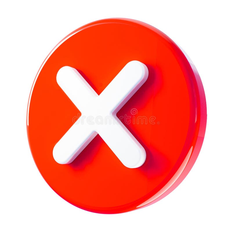Red Cross 3D Icon. Wrong, Rejection Sign from Rounded Icon Isolated on ...