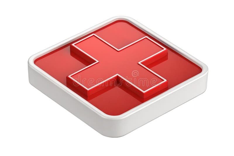 Red Cross Mark 3d Icon Illustration, on Isolated White Background ...