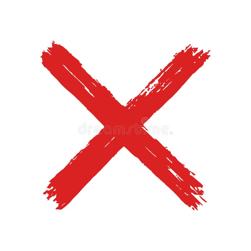 Red Cross Mark Sign with Brush Texture. Stock Illustration ...