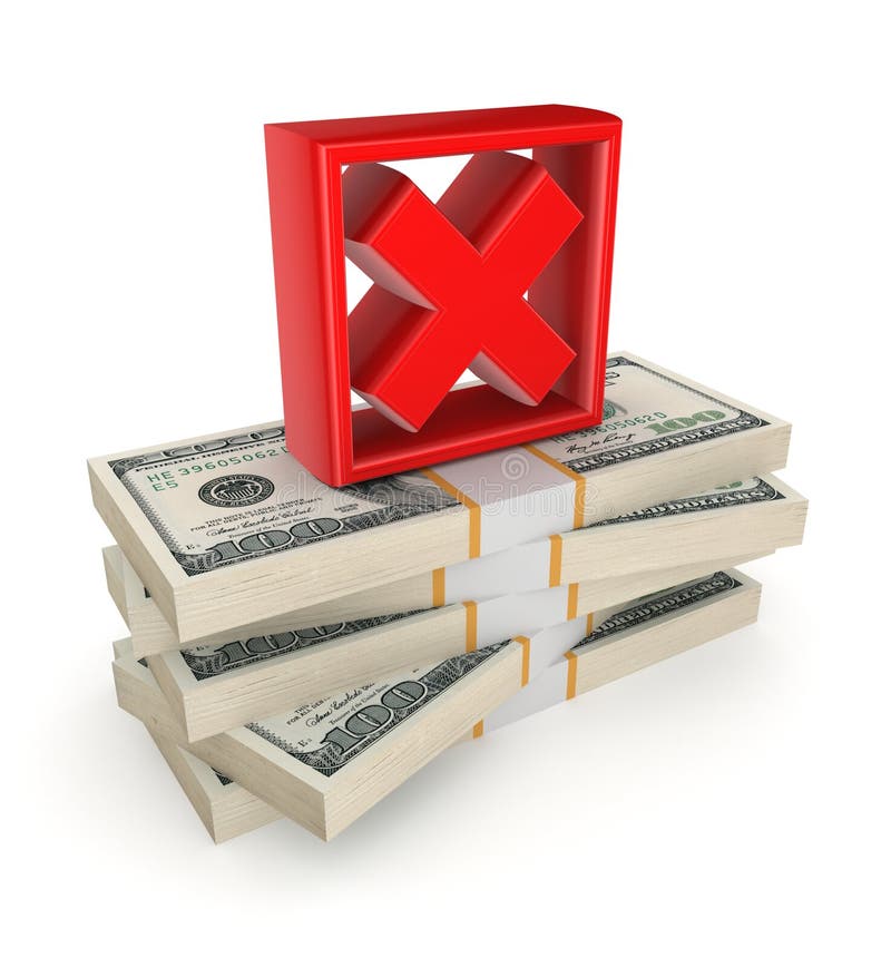 Red Cross Mark on a Stack of Dollars. Stock Illustration - Illustration ...