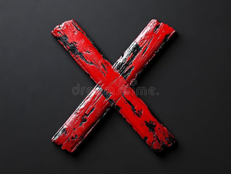 A Red Cross Painted on a Black Surface Stock Photo - Image of cross ...
