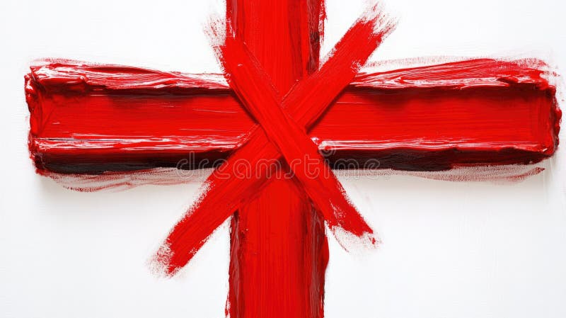 A Red Cross Painted on a Plain White Background, Symbolizing Warning or ...