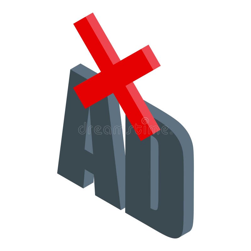 Red Cross Removing Ads from Website Isometric Icon Stock Vector ...