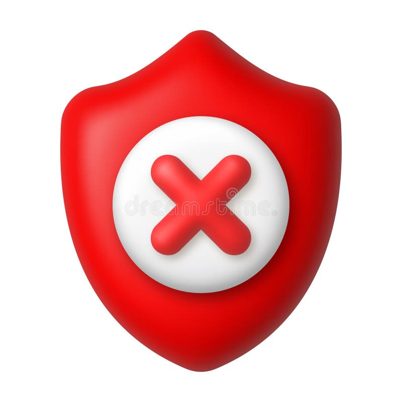 Red Cancel Cross Mark Icon on Round White Button. 3d Realistic Design ...