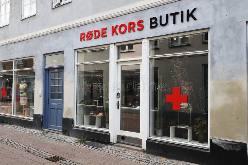 Red cross store editorial photo. Image of denmark, store - 250577806