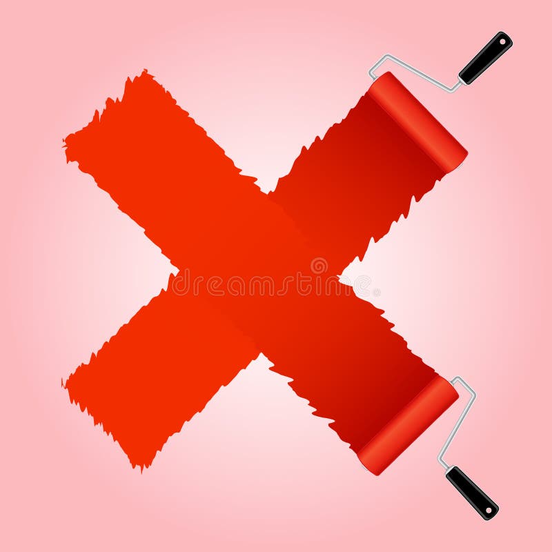 Red Cross Symbol from Paint Roller Brush Stock Vector - Illustration of ...