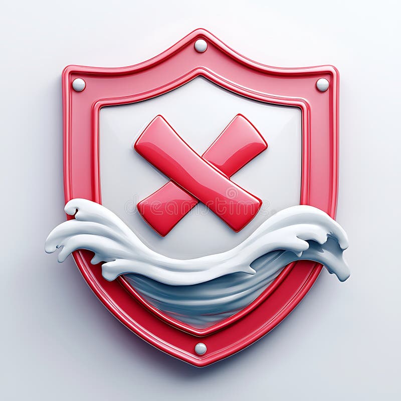 Red Cross Symbol on a Shiny Shield with White Liquid Splash Stock ...