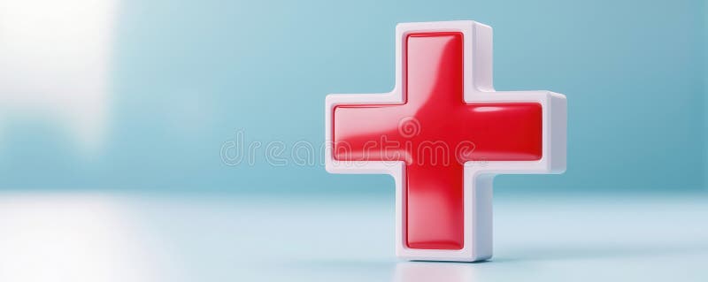 Red Cross Symbol with Soft Shadows Medical Design Mid Angle Stock ...