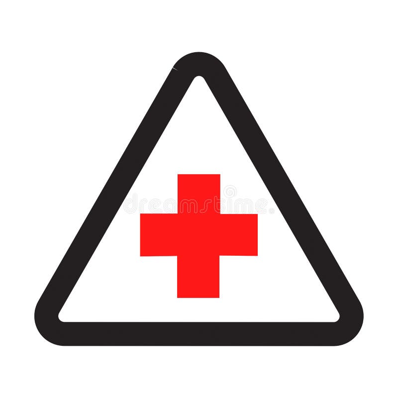 Red Cross with Triangle Sign Stock Illustration - Illustration of logo ...