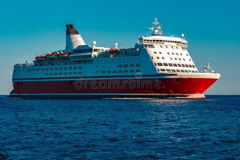 Red cruise liner stock photo. Image of white, ship, transport - 94141632