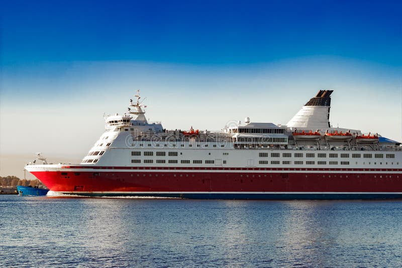 Red cruise liner stock image. Image of luxury, class - 87829759