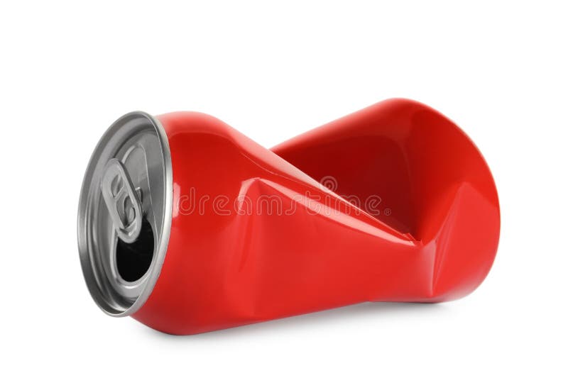 Red Crumpled Can with Ring Isolated on White Stock Photo - Image of ...