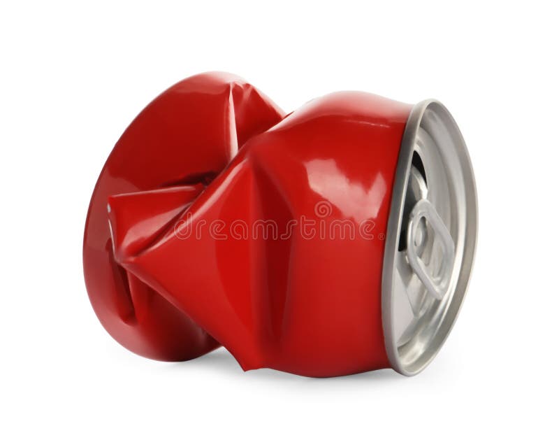 Red Crumpled Can with Ring Isolated on White Stock Photo - Image of ...
