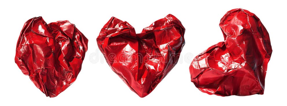 Red Crumpled Hearts on Transparent Background Stock Illustration ...