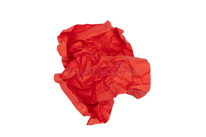 Red Crumpled Paper Isolated on White Stock Image - Image of document ...