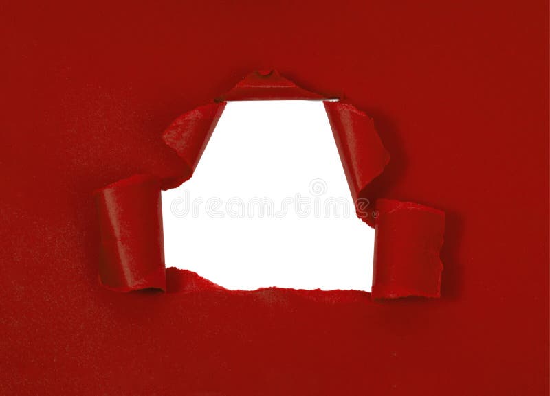 Red Crushed Torn Paper with Hole Copyspace Background for Idea Stock ...