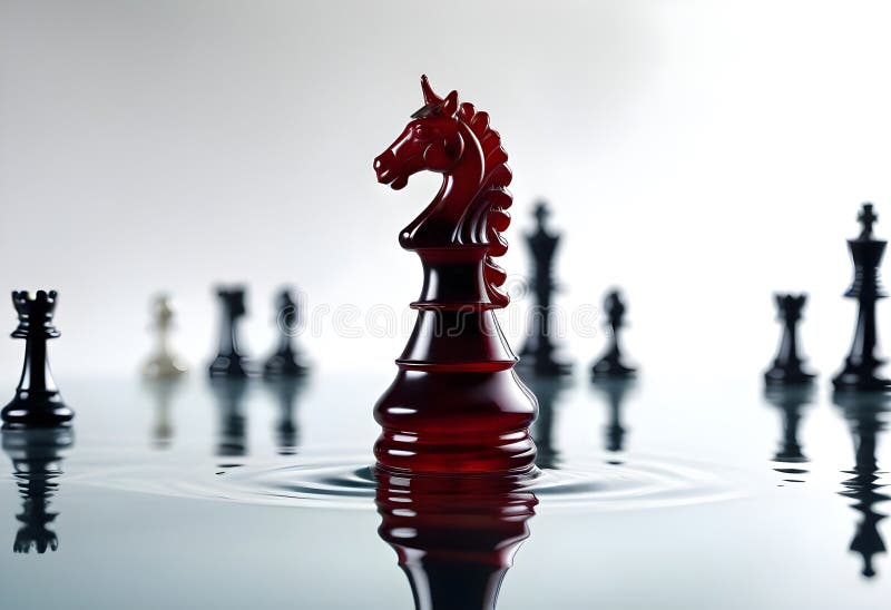A Red Crystal Chess Knight in the Middle of the Photo and with a ...
