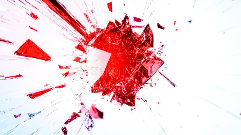 Red Crystal or Glass Cube Exploding on White Background Stock Illustration - Illustration of ...