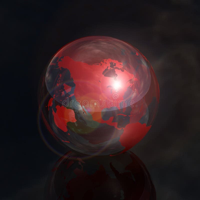 Red Crystal Globe North America 3d Stock Illustration - Illustration of ...