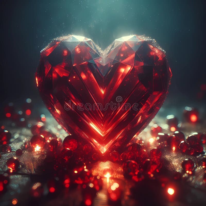 A red crystal heart. stock illustration. Illustration of facet - 314179275