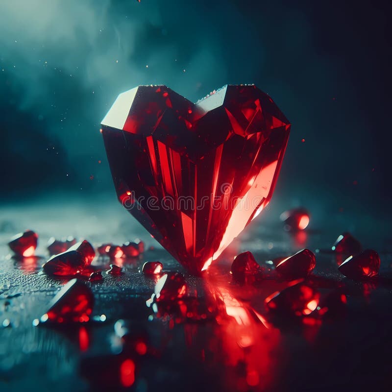 A red crystal heart. stock illustration. Illustration of celebration ...