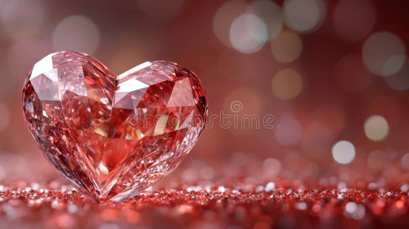 Red Crystal Heart on Glitter Background Stock Illustration ...