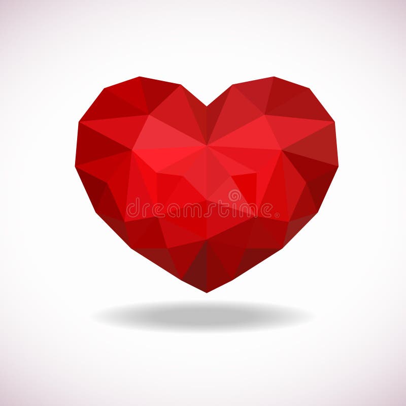 Red Crystal Heart Low Poly Vector Art Design Stock Vector ...