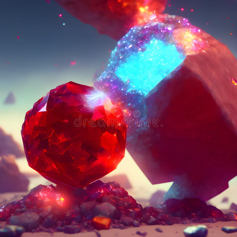 Red Crystal Landscape stock illustration. Illustration of fantasy ...