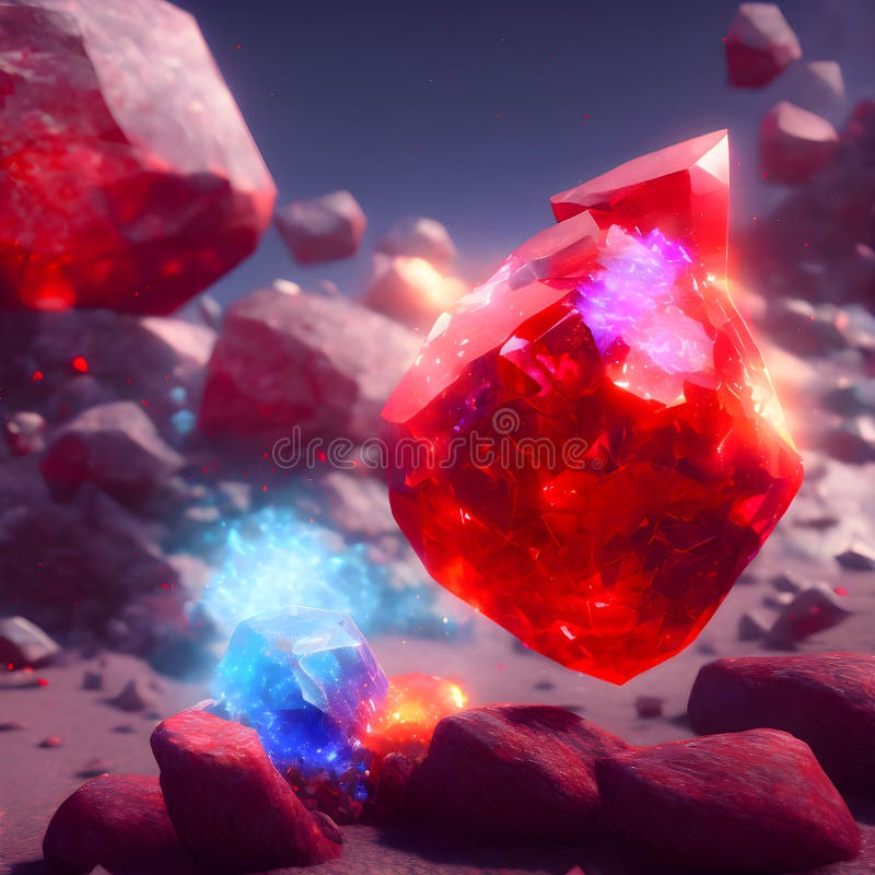 Red Crystal Landscape stock illustration. Illustration of facets ...