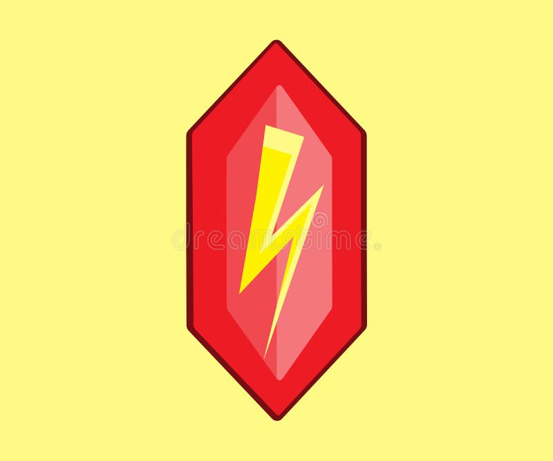A Red Crystal with a Lightning Bolt in the Middle Stock Illustration ...