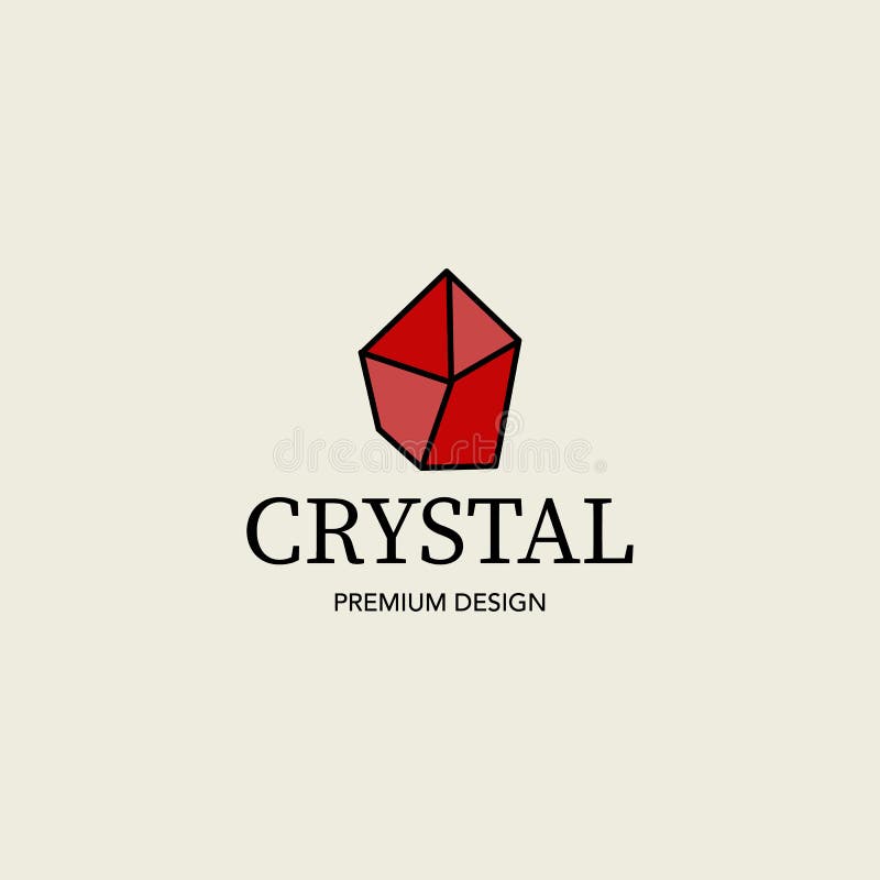 Red Crystal Minimalist Icon Design Logo Vector Illustration Vintage ...