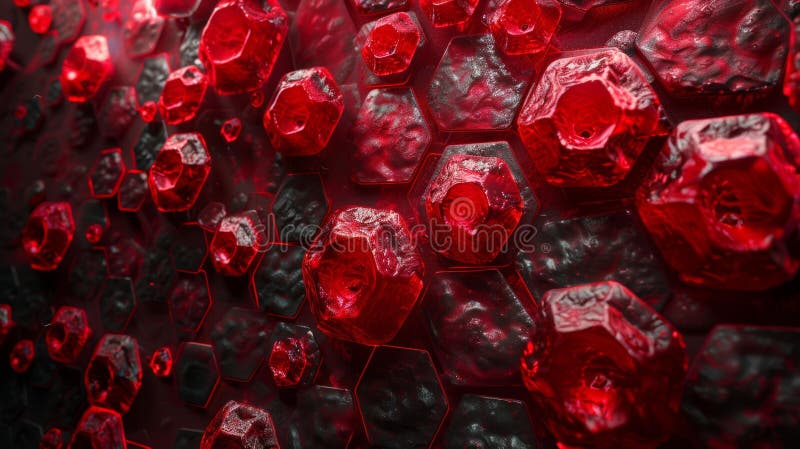 Red Crystalline Hexagonal Structures in a Dark Background - Generative ...
