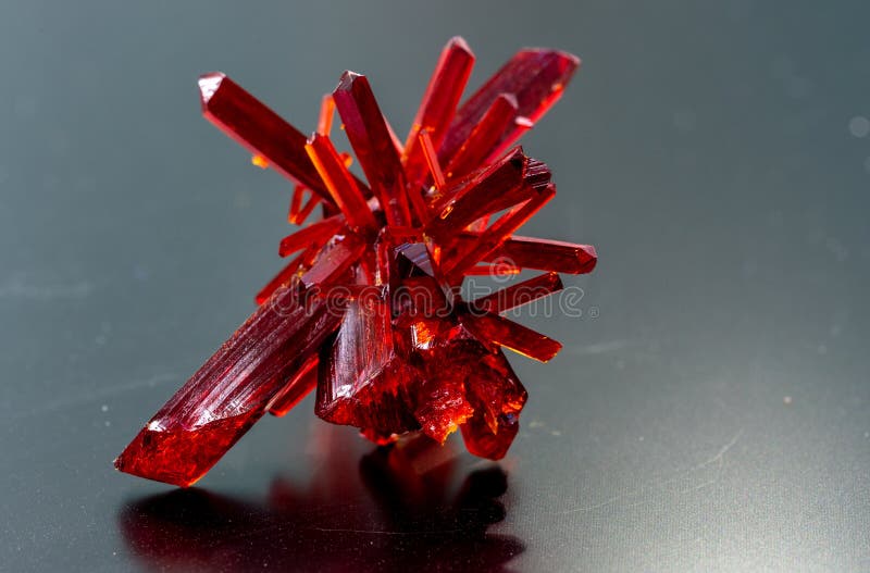 Red Crystalline Minerals on a Black Background Stock Photo - Image of ...