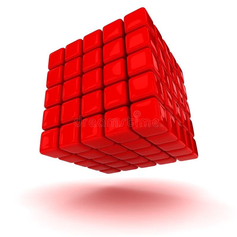 Red cube stock illustration. Illustration of parts, elements - 24073552
