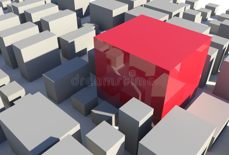 Red Cube stock illustration. Illustration of buildings - 8011109