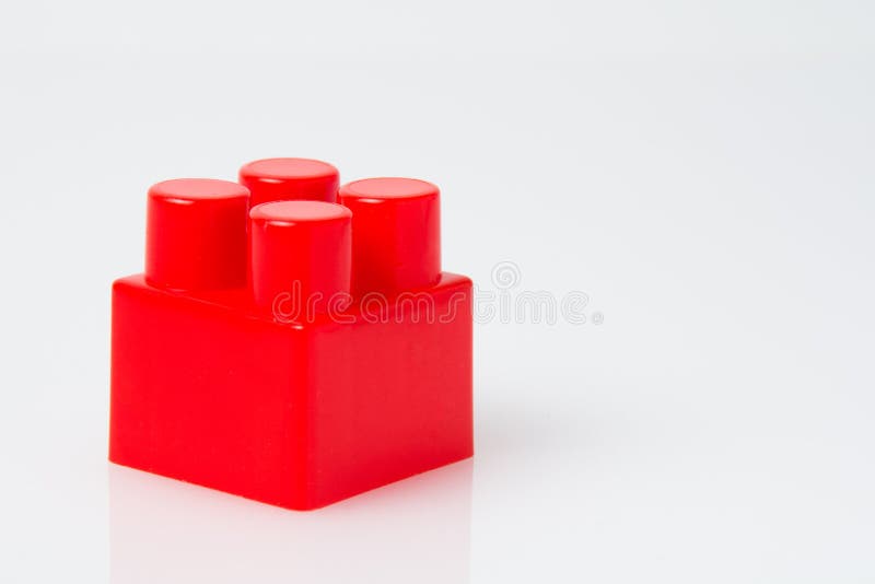 Red Cube Block Constructor on a White Background with Copy Space ...