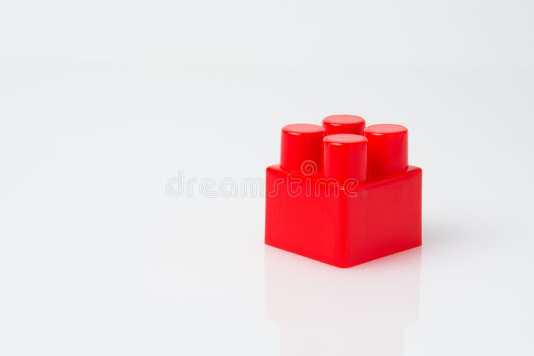 Red Cube Block Constructor on a White Background with Copy Space ...