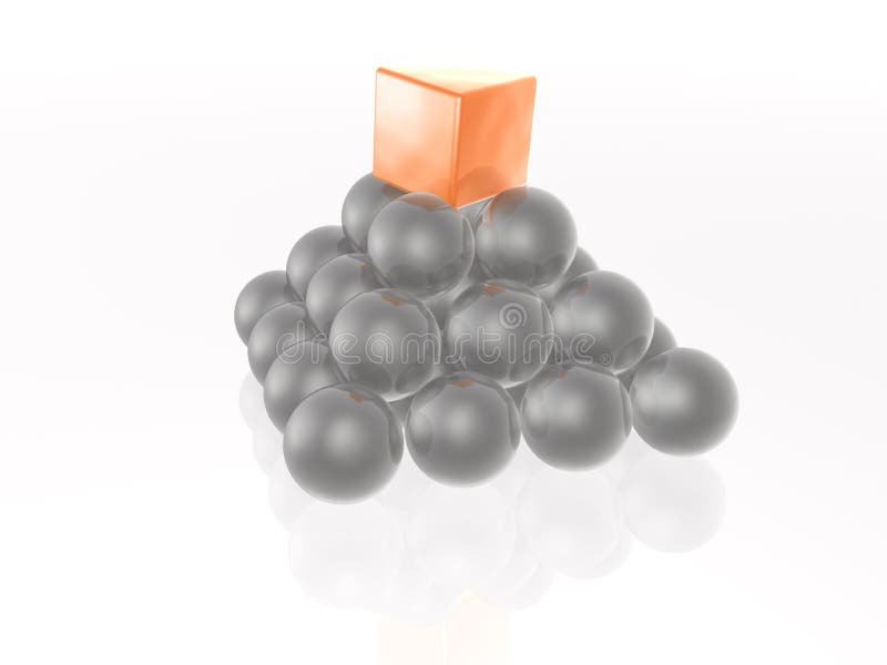 Red cube and grey spheres stock illustration. Illustration of height ...