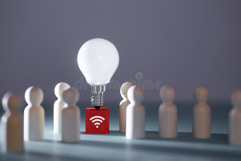 Red Cube, Lightbulb on Top, Wifi Sign. Customer Support. Online Service ...