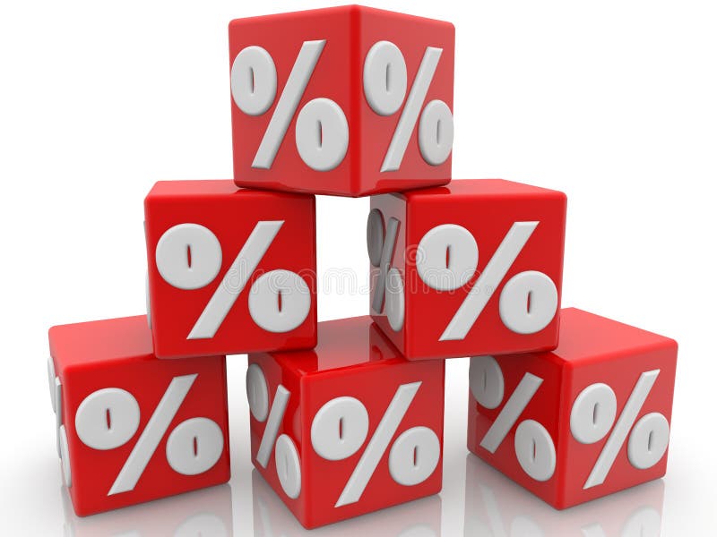 Red Cube Pyramid with Interest Signs on White Stock Illustration ...