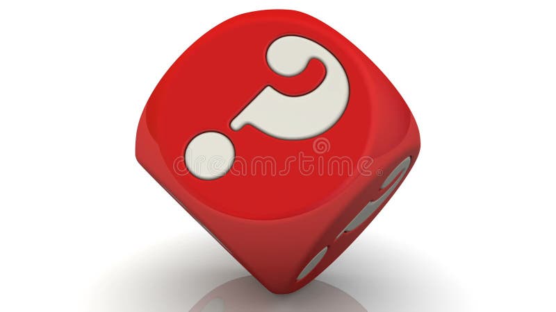 Red Cube with Question Marks is Rotating Isolated on White Background ...
