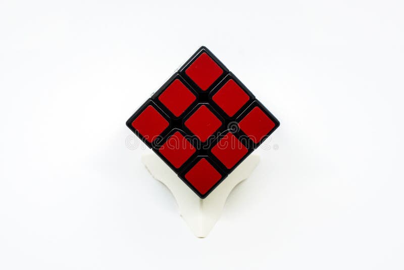 Red cube editorial photo. Image of cube, square, puzzle - 91810271