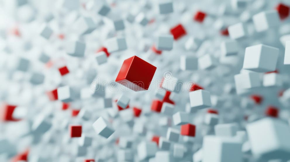 Red Cube among White Cubes. AI Generated Stock Illustration ...