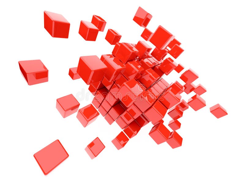 Red cubes 3D. Isolated stock illustration. Illustration of heap - 18427913