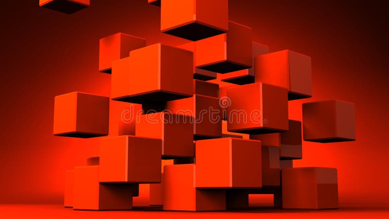 Red Cubes Abstract on Red Background. Stock Illustration - Illustration ...