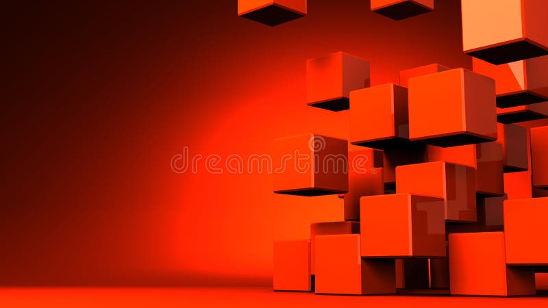 Red Cubes Abstract on Red Text Space. Stock Illustration - Illustration ...