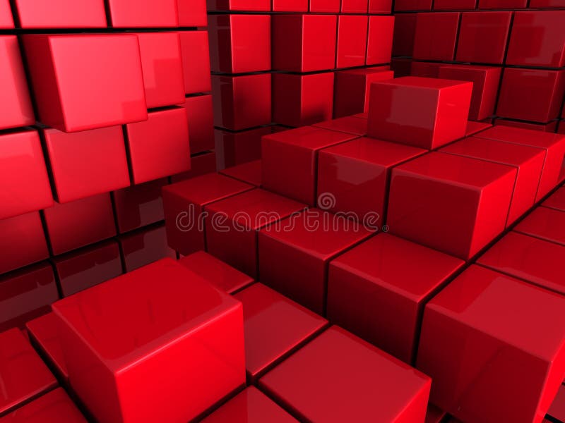 Red Blocks Abstract Geometric Futuristic Background Stock Illustration ...