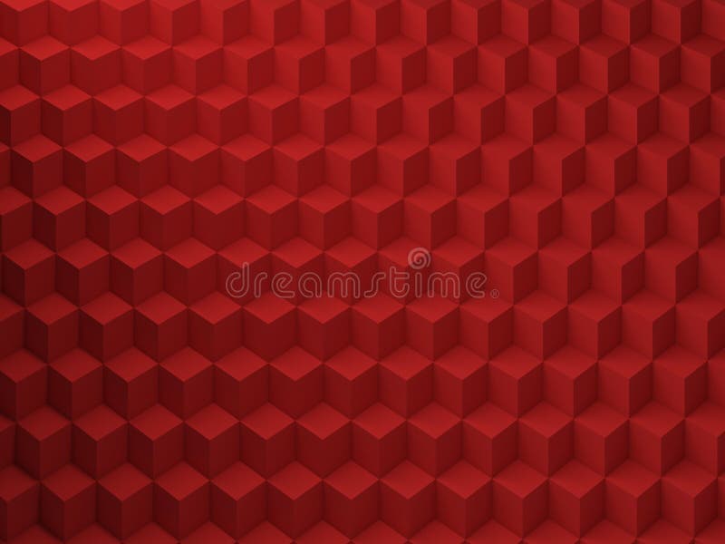 Red Cubes Pattern, 3d Render Illustration Stock Illustration ...