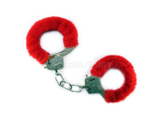 Red cuffs on white stock photo. Image of locked, police - 869250