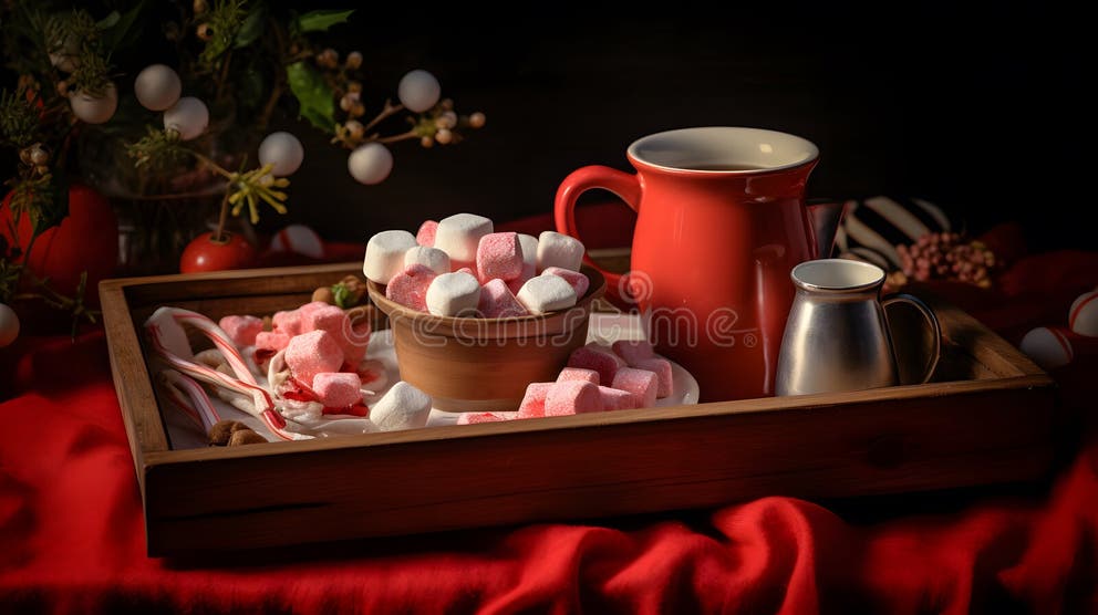 Red Cup of Cocoa and Marshmallows. Neural Network AI Generated Stock ...